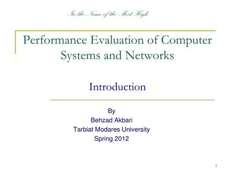 Ppt Performance Evaluation Of Computer Systems And Networks