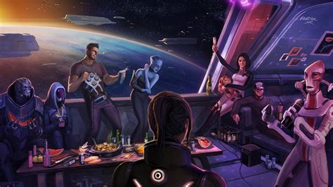 Artwork Commander Shepard Femshep Garrus Vakarian James Vega
