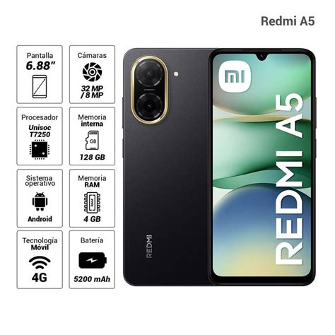 Celular Xiaomi Redmi A5 4g 128gb Negro Coolbox