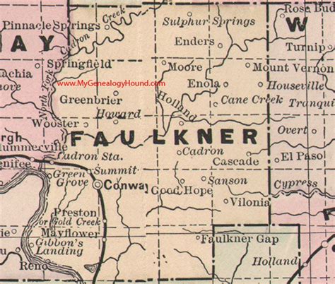 Faulkner County Arkansas 1889 Map County Map Arkansas Map