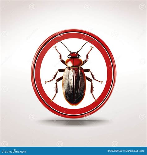 Pest Free Warning Anti Cockroach Sign In Red Forbidding Circle Stock