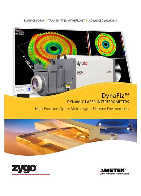 Zygo Model Verifire Mst Simultaneous Multi Surface Test Interferometer Brochure
