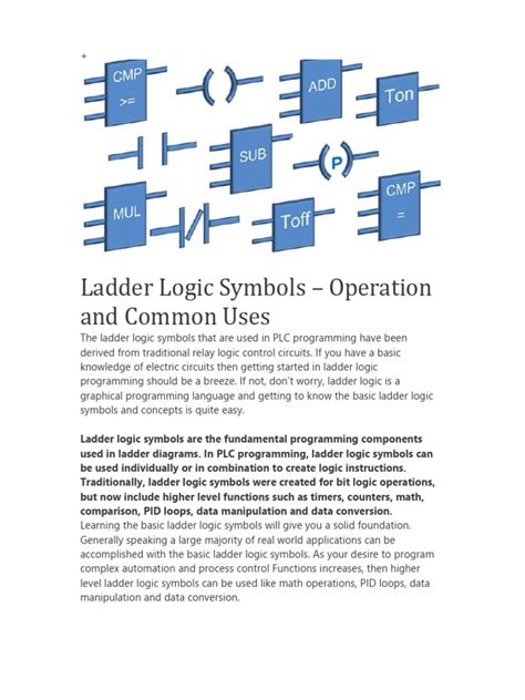 Ladder Logic Symbols And Basics Pdf Relay Programmable Logic