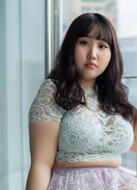 A Girl In A White Lace Top And A White Lace Top Premium Ai Generated