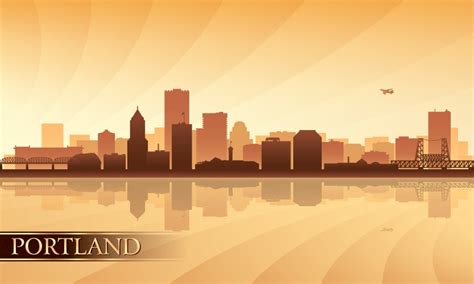 Portland City Skyline Silhouette Background Vector Image