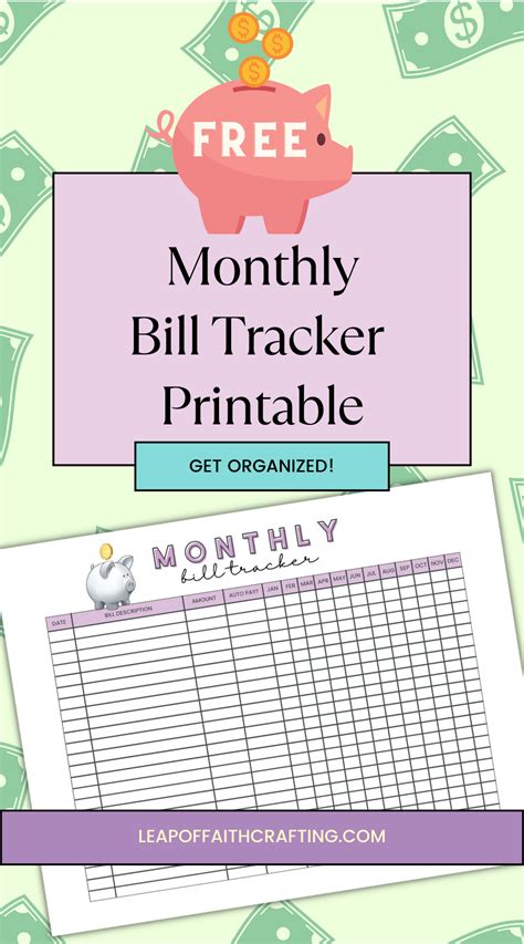 Free Monthly Bill Chart Printable Template Pdf Leap Of Faith Crafting