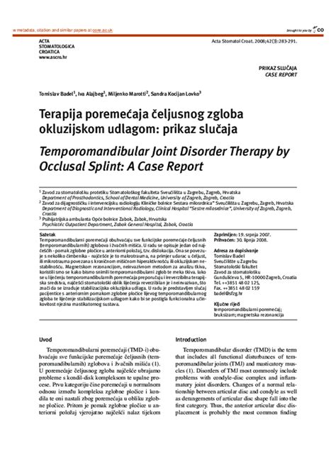 Pdf Temporomandibular Joint Disorder Therapy By Occlusal Splint A