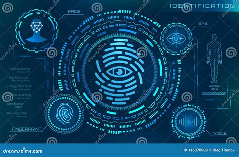 Biometric Identification By Finger Print Eye Recognize Touch Id Line Icon Set Scan Qr Code