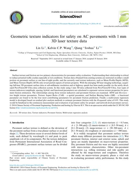 Pdf Geometric Texture Indicators For Safety On Ac Pavements With 1 Mm