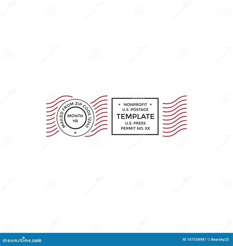 Postal Cancellation First Class Mail Postage Paid Mark Vector