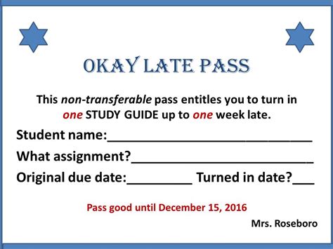 Okay Late Pass Teaching English Language Arts