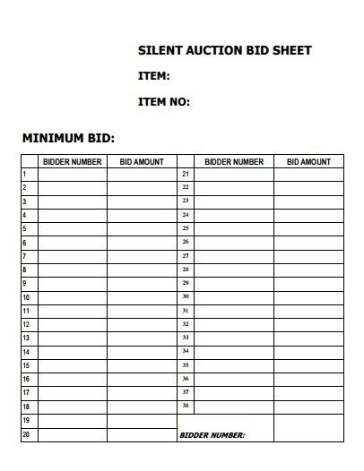 Bidders List Template