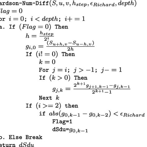 Pseudo Code For Numerical Differentiation Using The Richardson Download Scientific Diagram