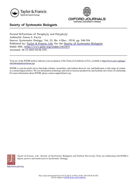 Pdf Formal Definitions Of Paraphyly And Polyphyly