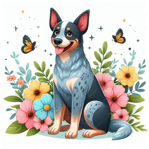 El Perro Blue Heeler Vector Ilustración De Dibujos Animados Vector