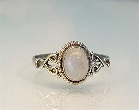 戒指 月光石 925 银 花瓣网