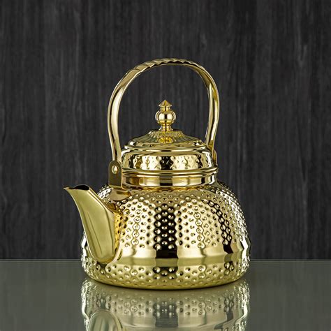Almarjan 2 Liter Barari Collection Stainless Steel Tea Kettle Gold S