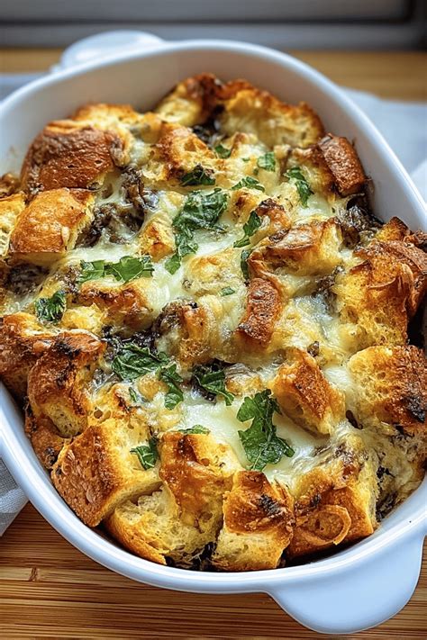 Bread Casserole With Eggs Steak And Shrimp Recipe