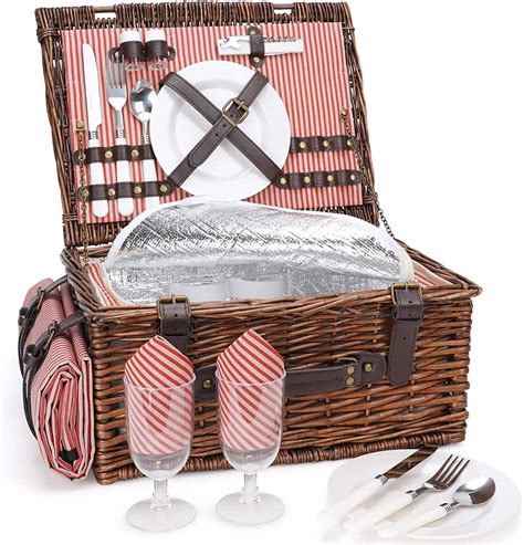 Picnic Basket Set For 2 Persons With Cooler And Waterproof Picnic