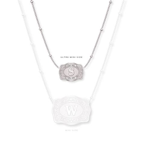 Spurwest Ultra Mini Belt Buckle Necklace Silver Initial
