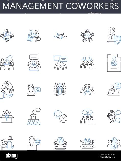 Management Coworkers Line Icons Collection Discipline Workers