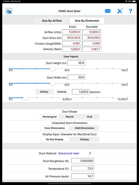 Carmel Software Hvac Duct Sizer Ios App