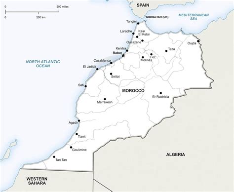 Printable Political Map Of Morocco Free Download And Print For You