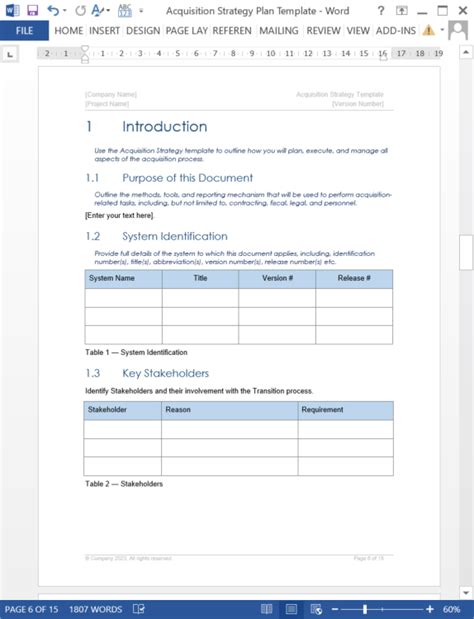 Acquisition Strategy Plan Template Ms Office Templates With Ai Prompts