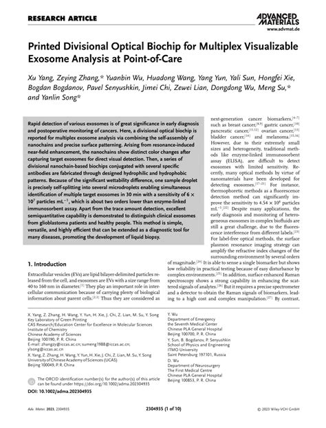 Printed Divisional Optical Biochip For Multiplex Visualizable Exosome