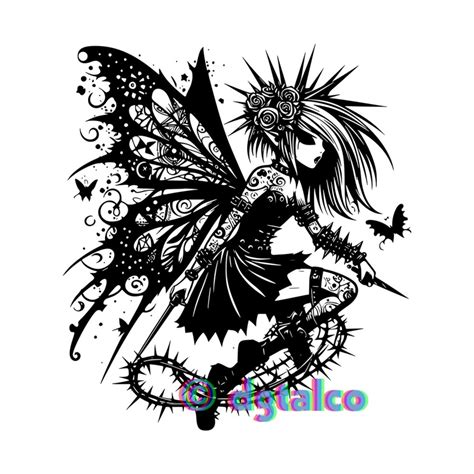 Punk Cyber Fairy Rebel Melody Clipart Graphic Digital Download