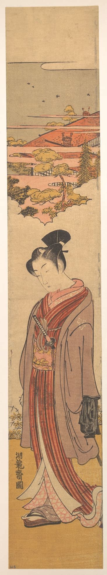 Isoda Koryūsai Young Man Strolling Near The Sea Japan Edo Period