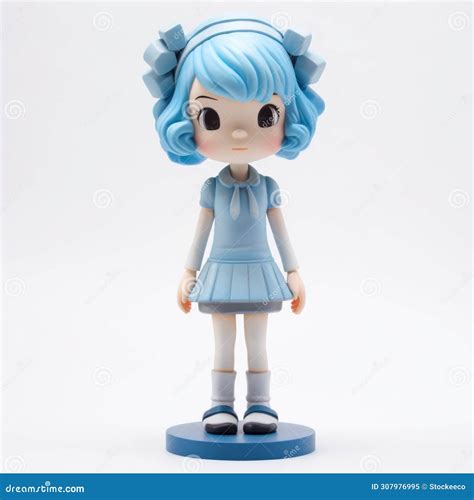Anime Figure Caricature Girl Figurine White Background Stock