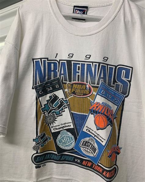 Vintage 90 S 1999 Nba Finals New York Knicks San Antonio Spurs Pro Player T Shirt Flgreason