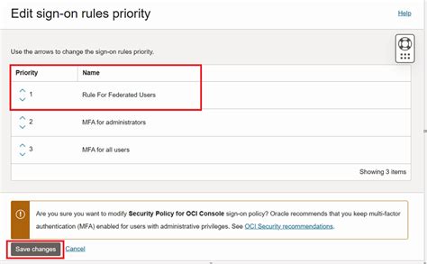 Modify Security Policy For Oci Console Sign On Policy To Disable Multi