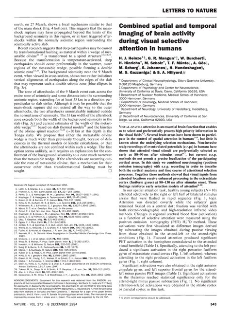 Pdf Combined Spatial And Temporal Imaging Of Brain Activity During Visual Selective Attention