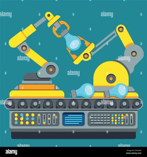 Robotic Production Line Manufacturing Machine Vector Concept Robotic