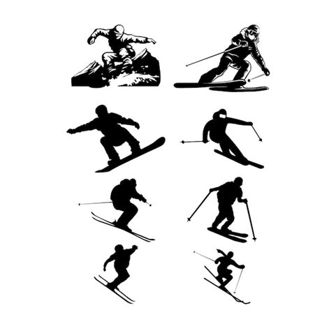 Projeto De Silhueta De Esqui Vetor Premium
