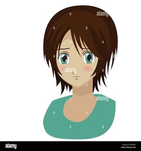 Cute Cartoon Anime Jeune Fille Timide Image Vectorielle Stock Alamy