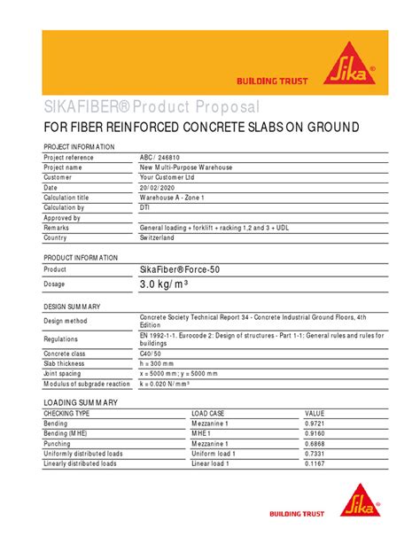 Glo Sikafiber Example Printout Pdf
