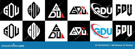 Gdu Letter Logo Design In Six Style Gdu Polygon Circle Triangle