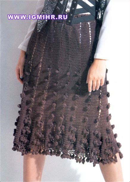 *Коричневая юбка из клиньев, с «шишечками-завитками» | Crochet skirt ...