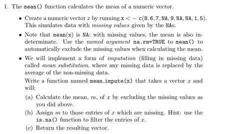 Solved The Mean Function Calculates The Mean Of A Chegg