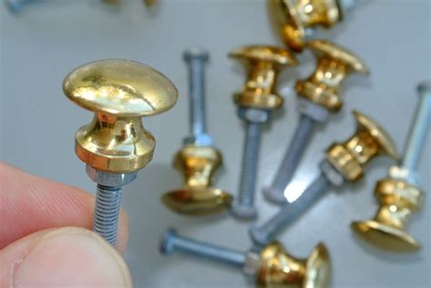 10 Very Tiny Bolt Fixing Knobs Pulls Handles Antique Solid Heavy Brass Drawer Knob 15 Mm