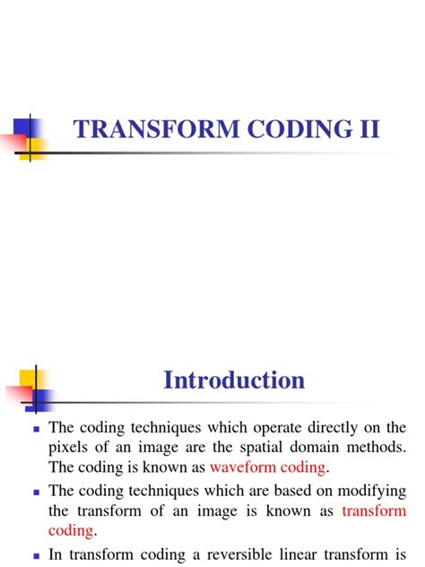 Transform Coding Ii Pdf Data Compression Algorithms