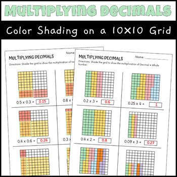 Using Models To Multiplying Decimals Worksheets On A Grid TPT