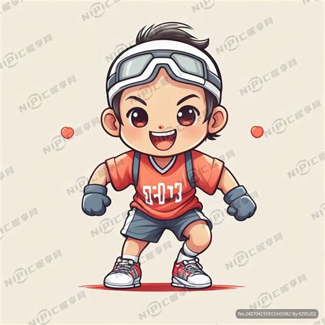 Ai创作图儿童运动卡通形象 可爱 纯色背景 全身像 昵图网