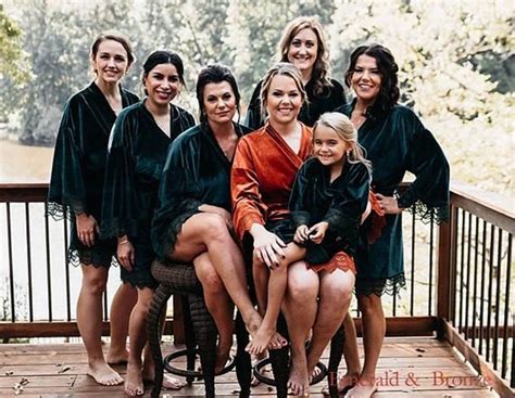 Emerald Green Velvet Robe With Lace Bridesmaid Customizable Etsy