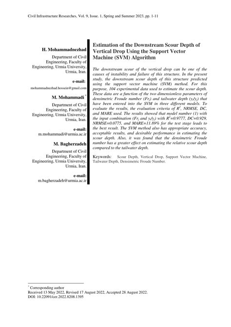 Pdf Estimation Of The Downstream Scour Depth Of Vertical Drop Using
