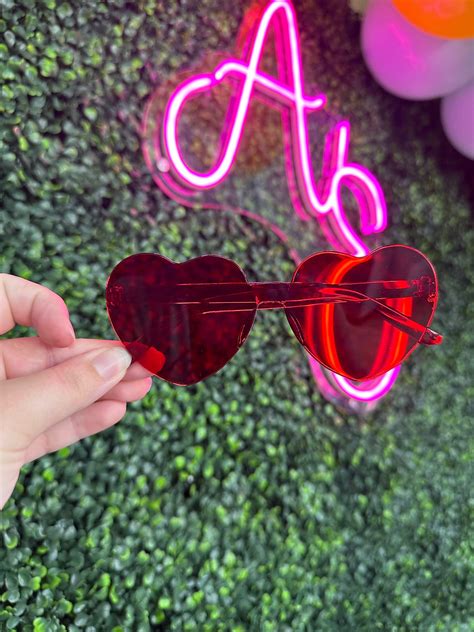 Red Heart Glasses Athletic Embroidery