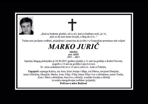 Marko Jurič Đedo Pokjoze Osmrtnice Livno